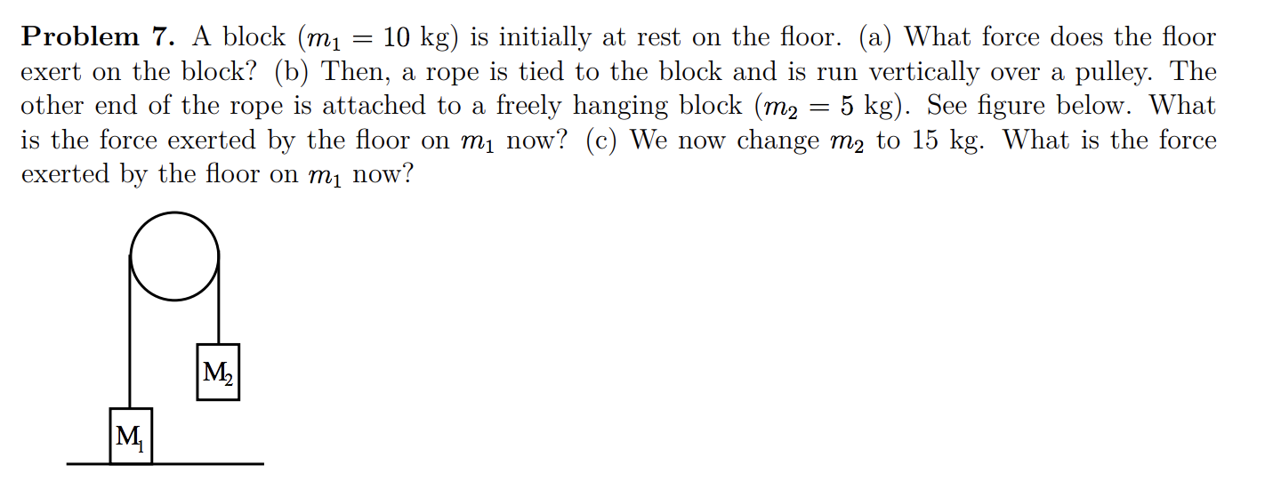 Solved = Problem 7. A block (mi 10 kg) is initially at rest | Chegg.com