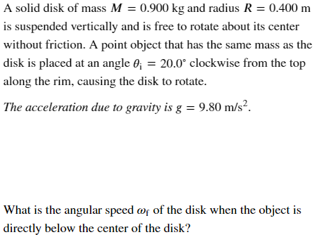 High Quality SOLUTION What is ﻿the angular speed ωf of ﻿the disk when the | Chegg.com