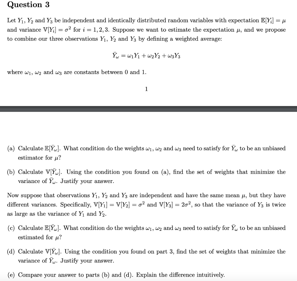 Solved Let Y1,Y2 and Y3 be independent and identically | Chegg.com