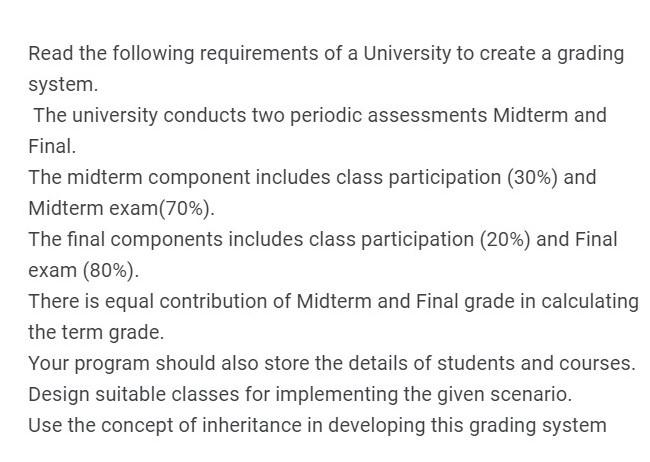 Solved Read the following requirements of a University to | Chegg.com
