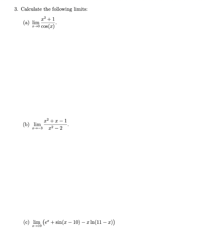 Solved 3. Calculate the following limits: (a) | Chegg.com