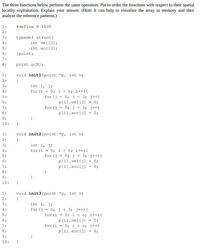 Solved The three functions below perform the same operation. | Chegg.com