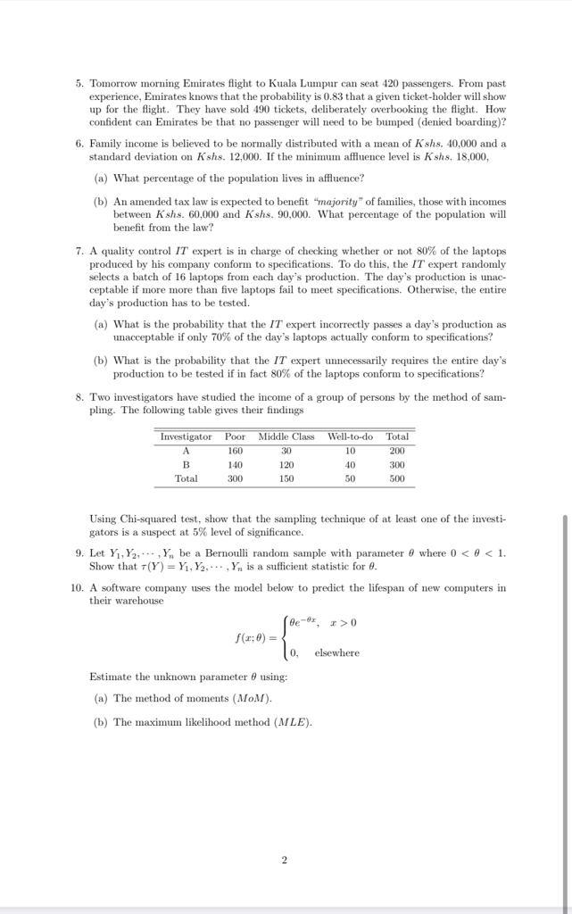 Solved 1. The duration needed to repair a machine is an | Chegg.com