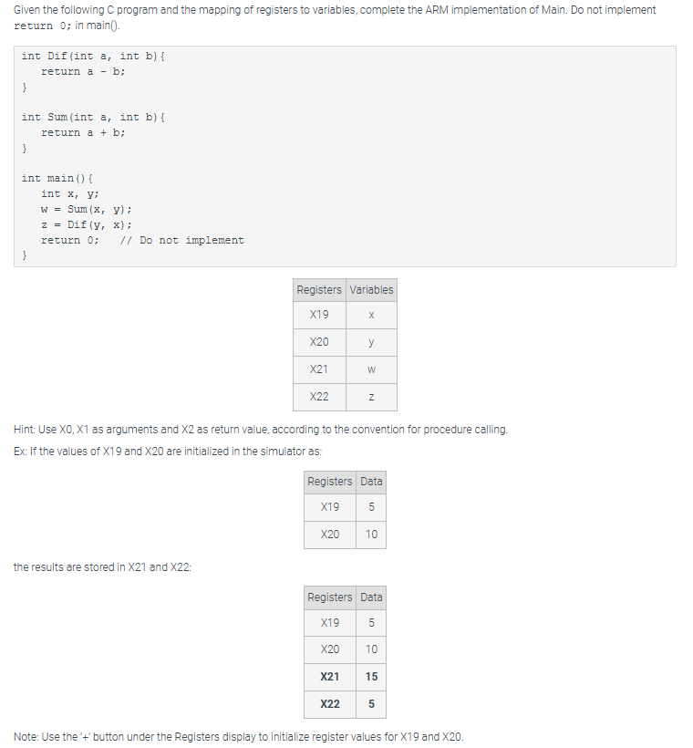 Solved Given the following C program and the mapping of | Chegg.com
