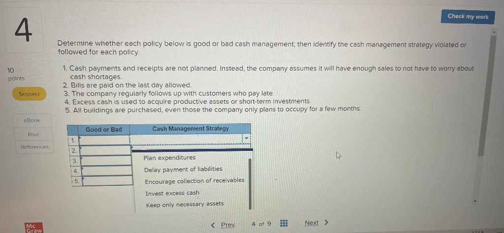Check my work 4 Determine whether each policy below | Chegg.com