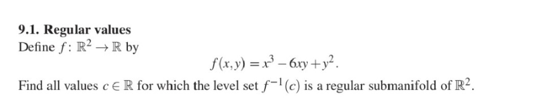 Solved 9.1. Regular values Define f:R2→R by | Chegg.com