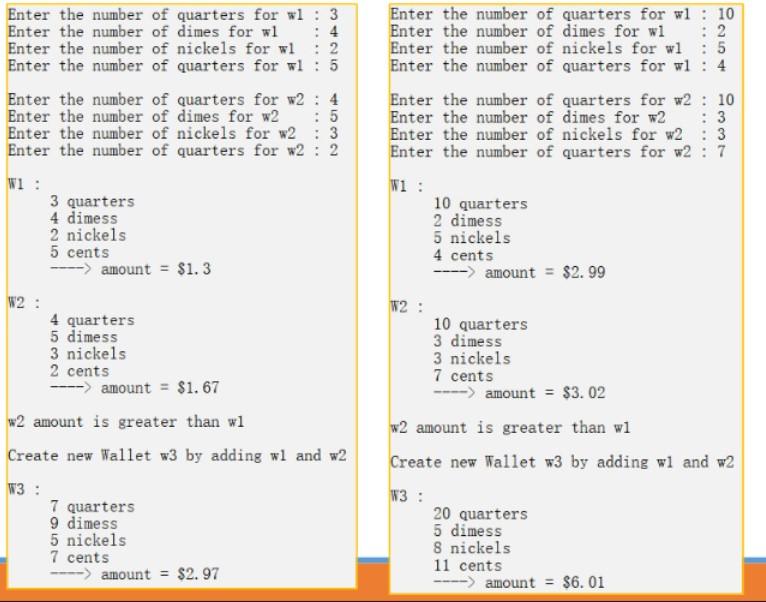 Solved Define a class called Wallet that represents number | Chegg.com
