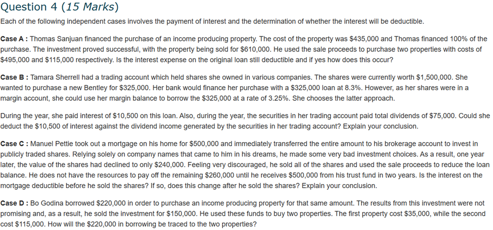 Solved Question 4 (15 Marks) Each of the following | Chegg.com