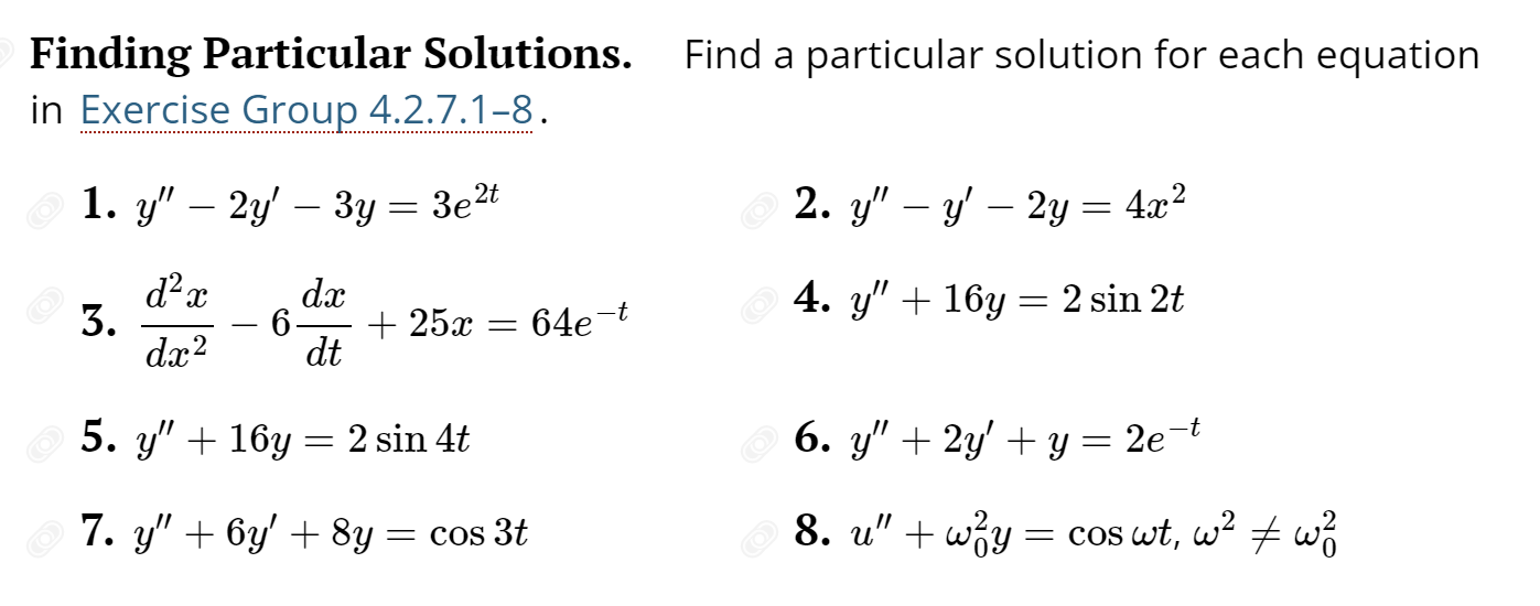 Solved Finding Particular Solutions. Find a particular | Chegg.com