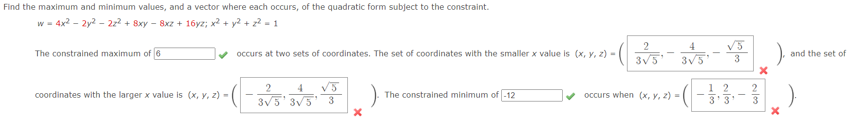 Solved ind the maximum and minimum values, and a vector | Chegg.com