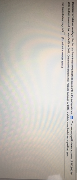 Solved Statement of retained earnings. Use the data from the | Chegg.com