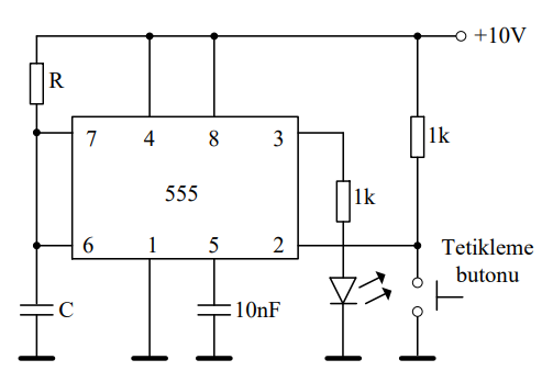 Solved In the 555 monostable multivibrator circuit shown in | Chegg.com
