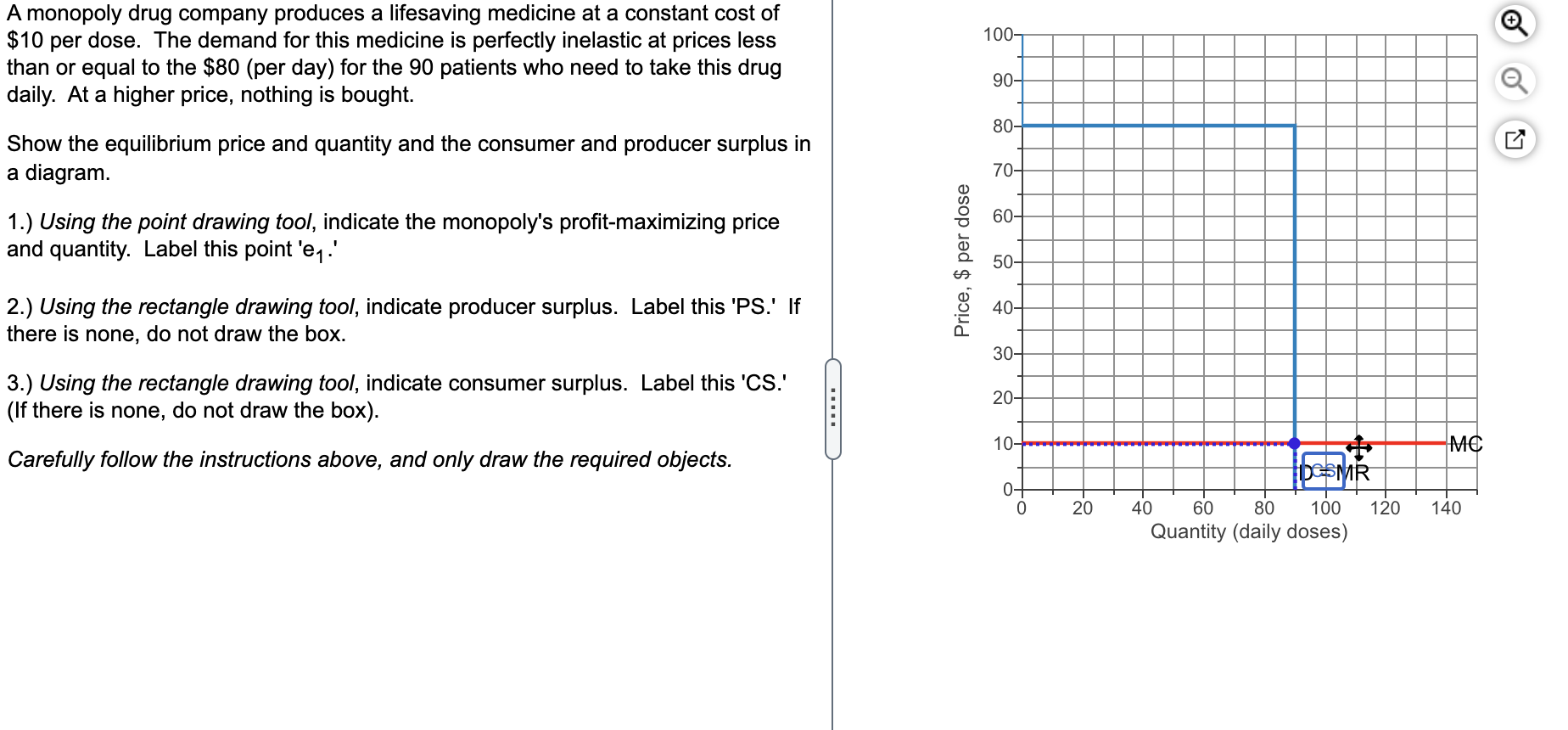 Solved 100- A monopoly drug company produces a lifesaving | Chegg.com
