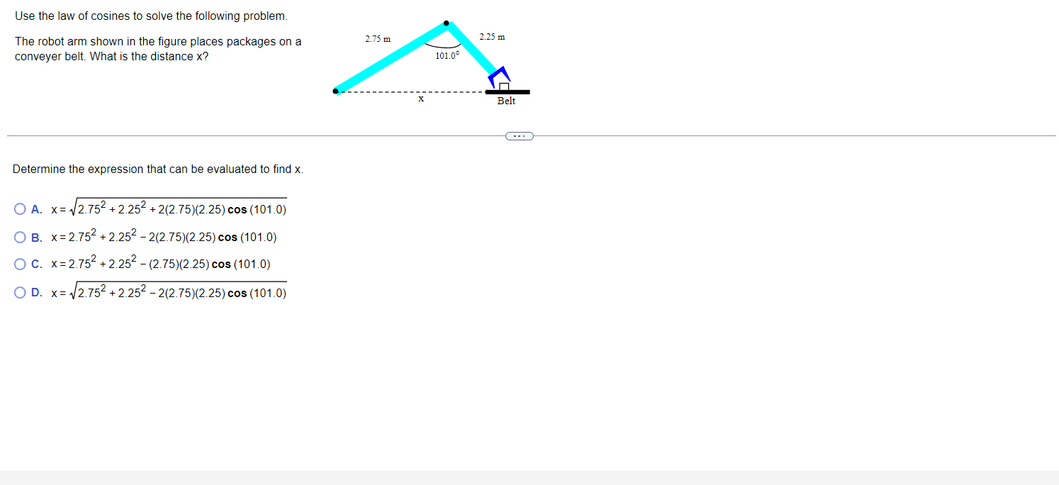 Solved Use the law of cosines to solve the following | Chegg.com