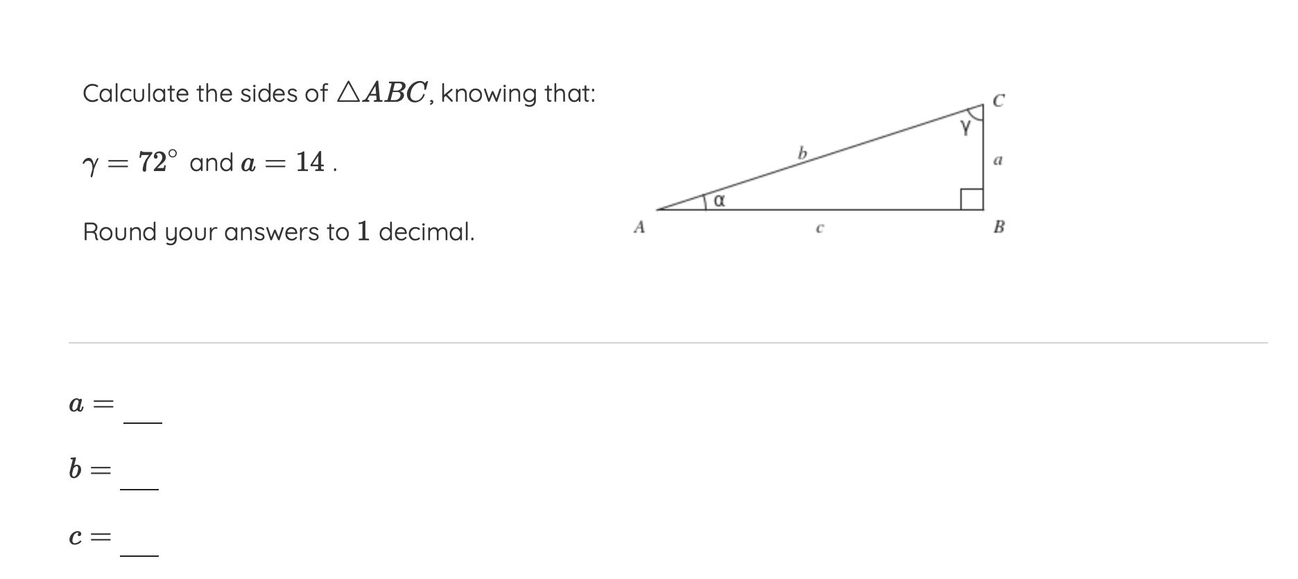 Solved Calculate the sides of ????ABC, ﻿knowing | Chegg.com