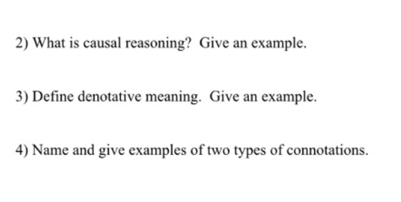 Solved 2) What is causal reasoning? Give an example. 3) | Chegg.com