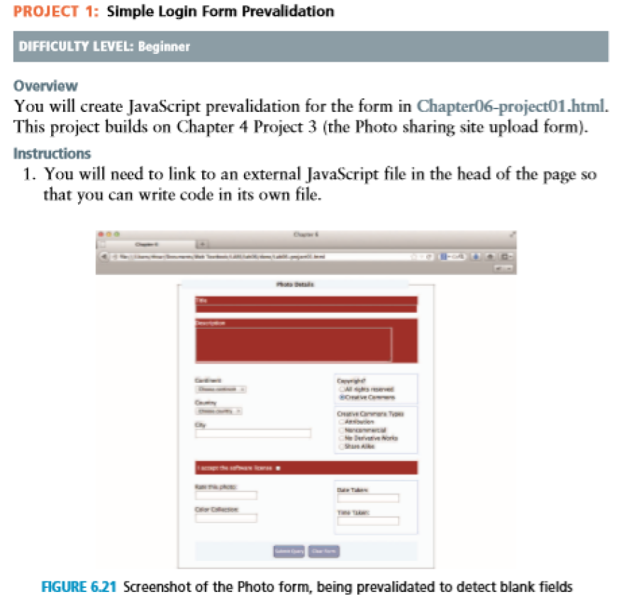 Solved PROJECT 1: Simple Login Form Prevalidation DIFFICULTY | Chegg.com