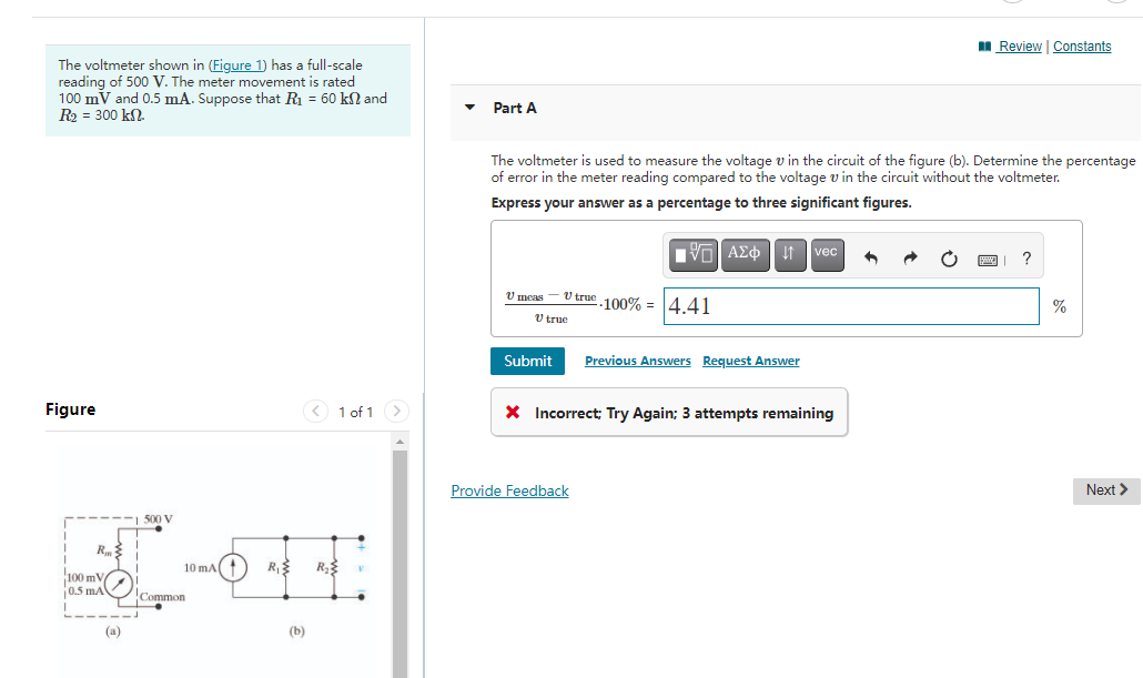 Solved MI Review Constants The voltmeter shown in (Figure 1) | Chegg.com