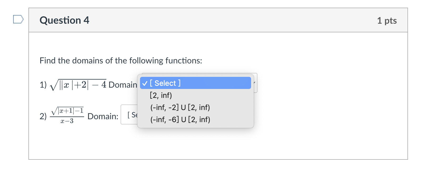 Solved Find the domains of the following functions: 1) | Chegg.com