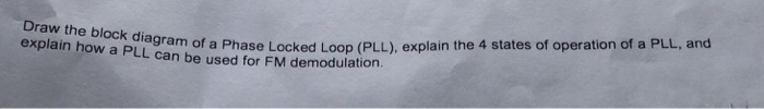 Solved a Bdiagram of a Phase Locked Loop (PLL), explain the | Chegg.com