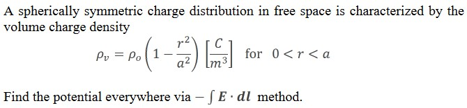 Solved A spherically symmetric charge distribution in free | Chegg.com