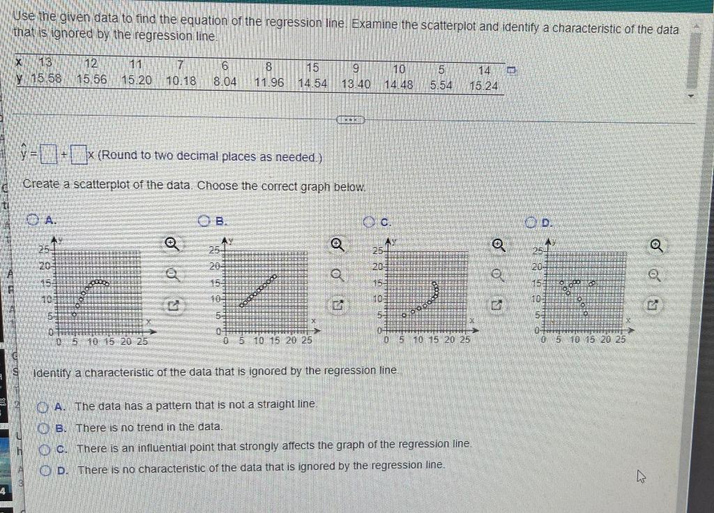 Solved Use the given data to find the equation of the | Chegg.com