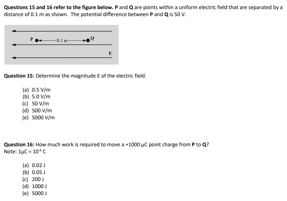 Solved P and Q are points within a uniform electric field | Chegg.com
