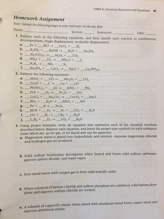 Solved Balance each of the following equations, and then | Chegg.com