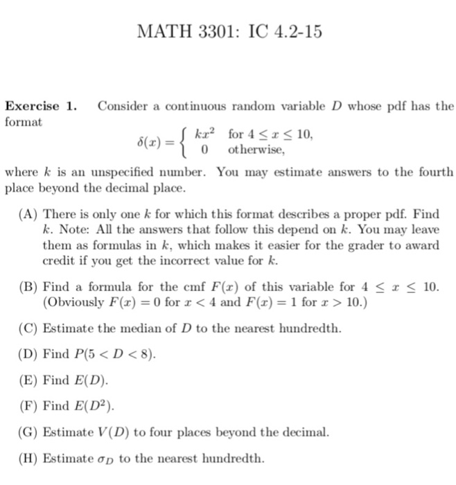 Solved MATH 3301: IC 4.2-15 Exercise 1. format Consider a | Chegg.com