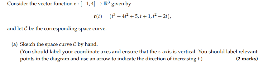 Solved Consider the vector function r:[−1,4]→R3 given by | Chegg.com