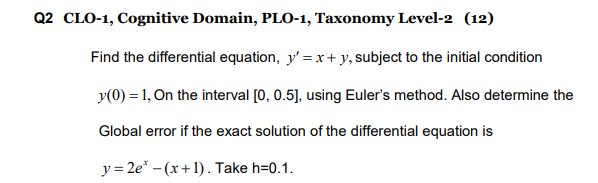 Solved Q2 CLO-1, Cognitive Domain, PLO-1, Taxonomy Level-2 | Chegg.com