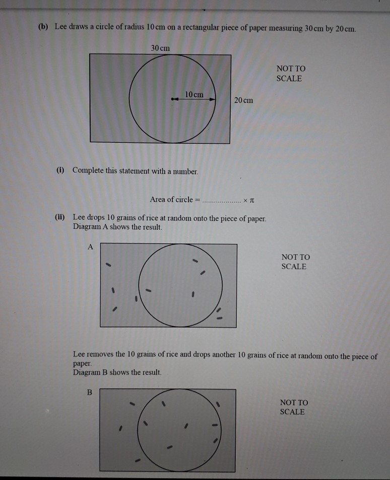 Solved (b) Lee draws a circle of radius 10 cm on a | Chegg.com