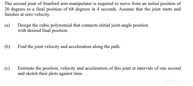 Solved The second joint of Stanford arm manipulator is | Chegg.com