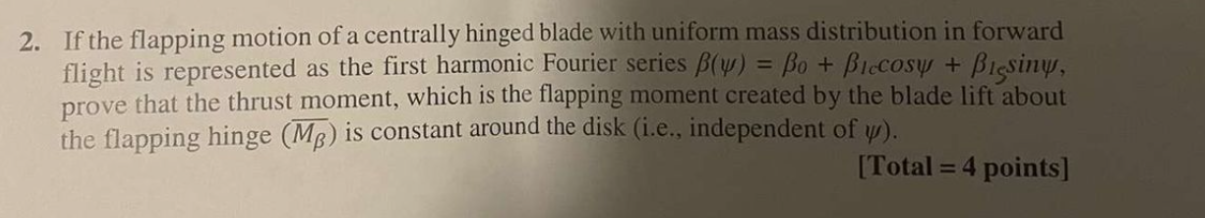 Solved If the flapping motion of a centrally hinged blade | Chegg.com
