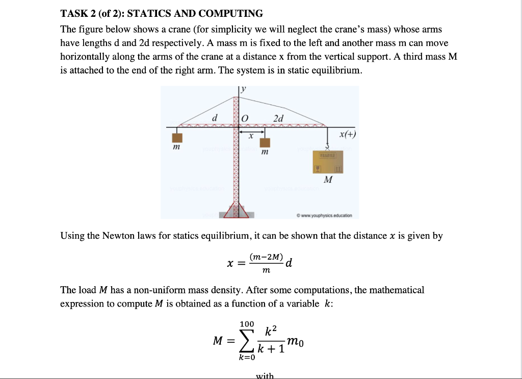 Solved TASK 2 (of 2): STATICS AND COMPUTING The figure below | Chegg.com