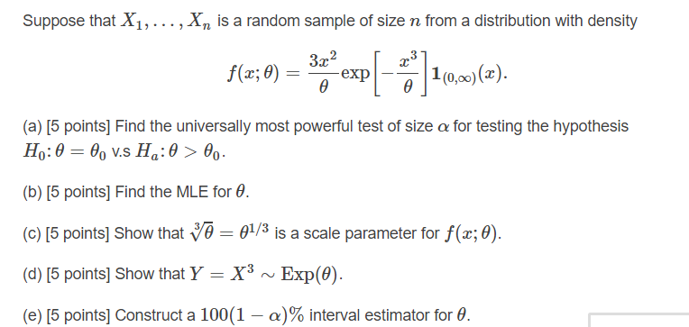 Solved Suppose that X1,..., Xn is a random sample of size n | Chegg.com