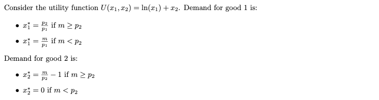 Solved Consider the utility function U(xi,r2) - In(xi) + | Chegg.com