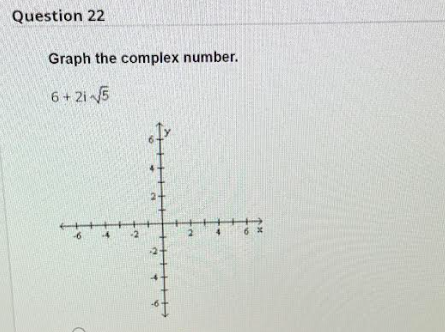 Solved Question 22 Graph the complex number. 6 + 2i 5 न -6 | Chegg.com