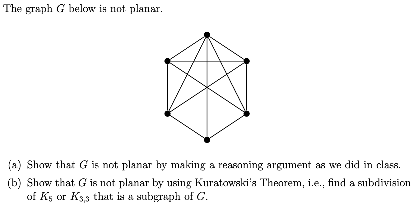 Solved The graph G below is not planar. (a) Show that G is | Chegg.com
