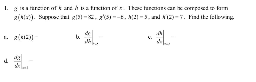 Solved g is a function of h and h is a function of x. These | Chegg.com