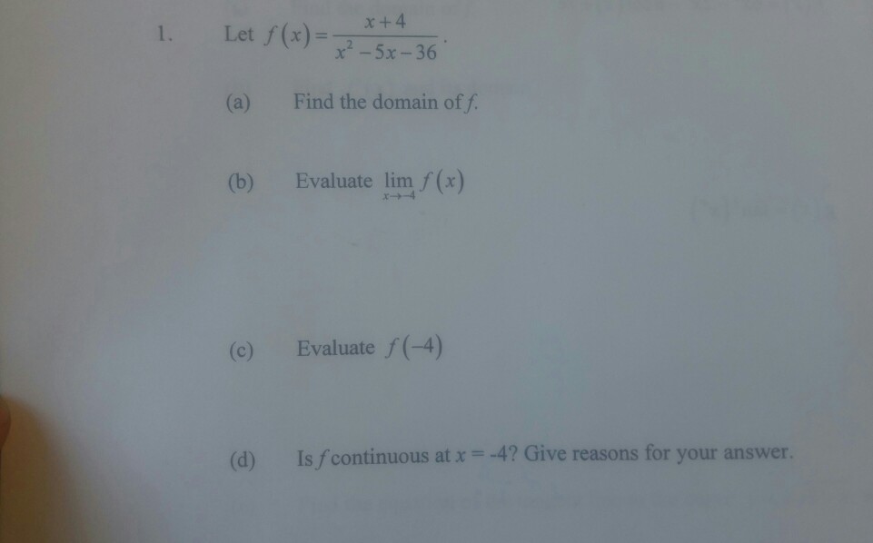 Solved Let f(x)-x-5x-36 (a) Find the domain of f (b) | Chegg.com