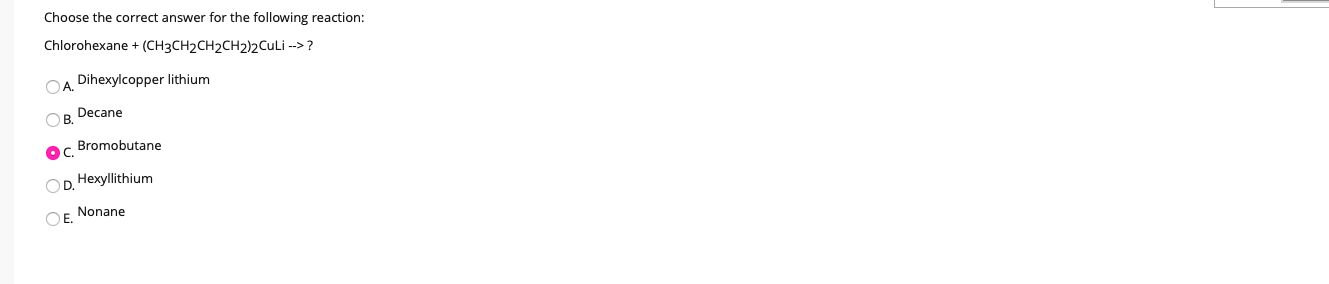 Solved Choose the correct answer for the following reaction: | Chegg.com