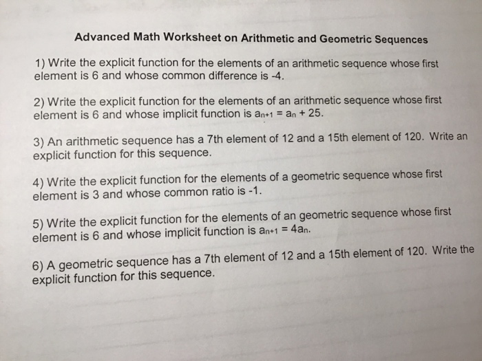 4.3 Arithmetic And Geometric Sequences Worksheet