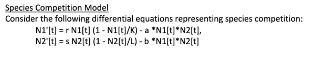 Species Competition Model Consider the following | Chegg.com
