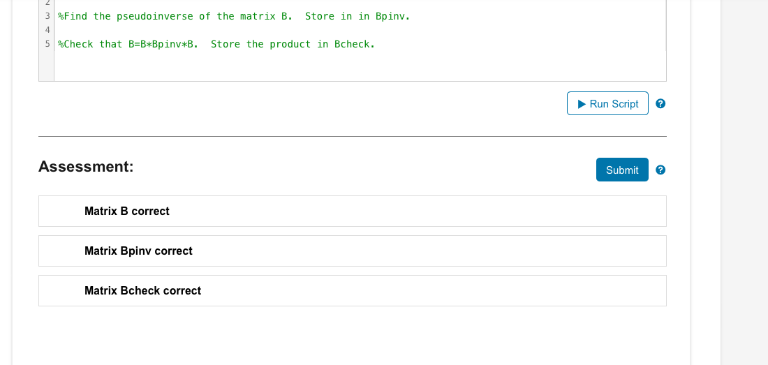 Solved 8.2.1: MATLAB: Pseudoinverses This tool is provided | Chegg.com