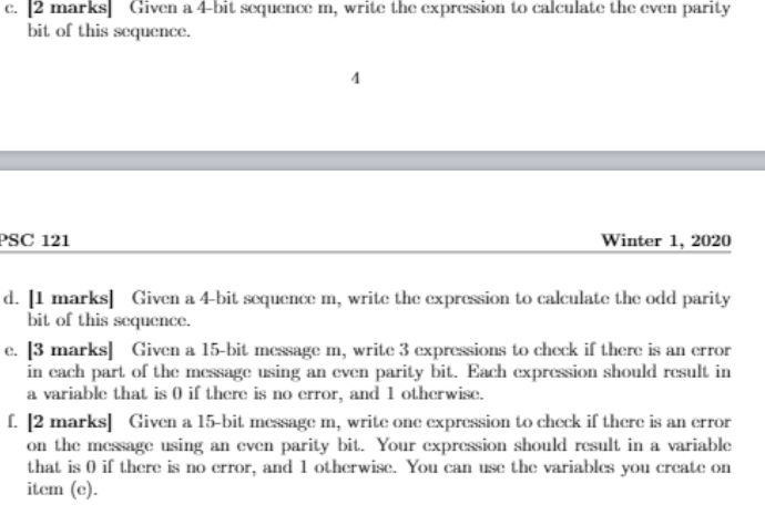 Solved 3. [12 marks] A parity bit is a bit added to a binary | Chegg.com