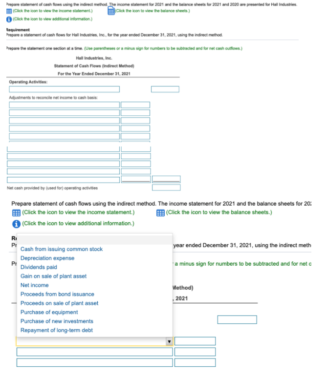 Solved Prepare statement of cash flows using the indirect | Chegg.com