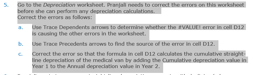 Go to the Depreciation worksheet. Pranjali needs to | Chegg.com