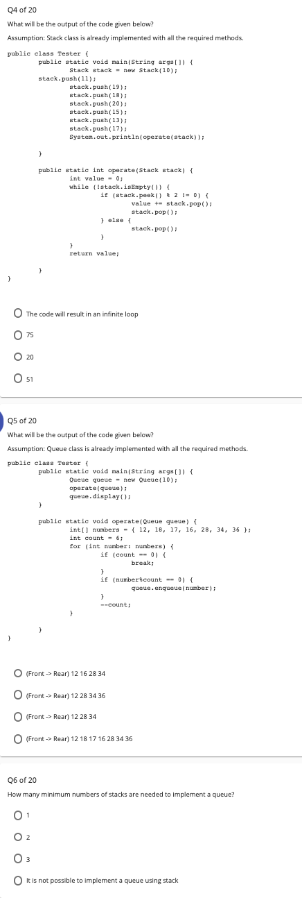 Solved Q4 of 20 What will be the output of the code given | Chegg.com