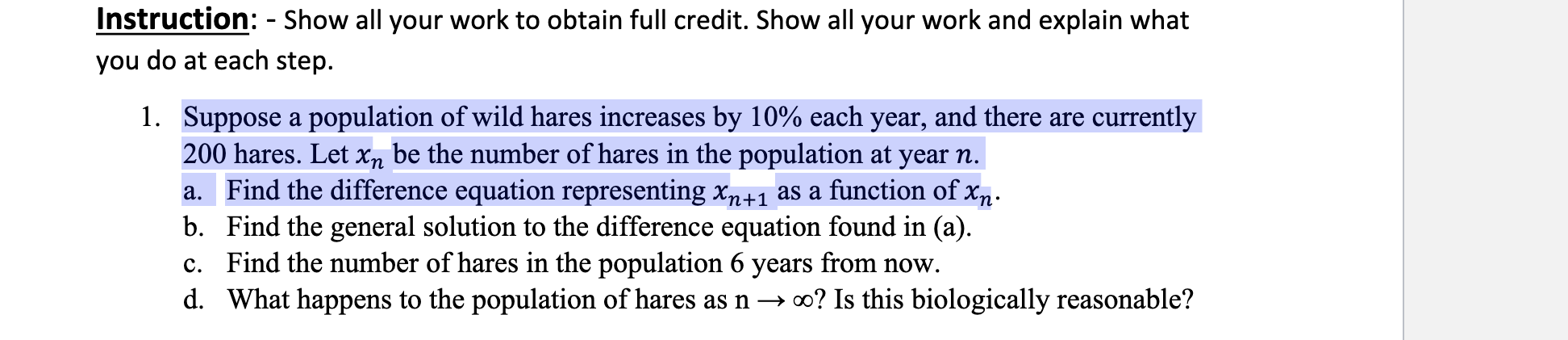 Solved Instruction: - Show all your work to obtain full | Chegg.com